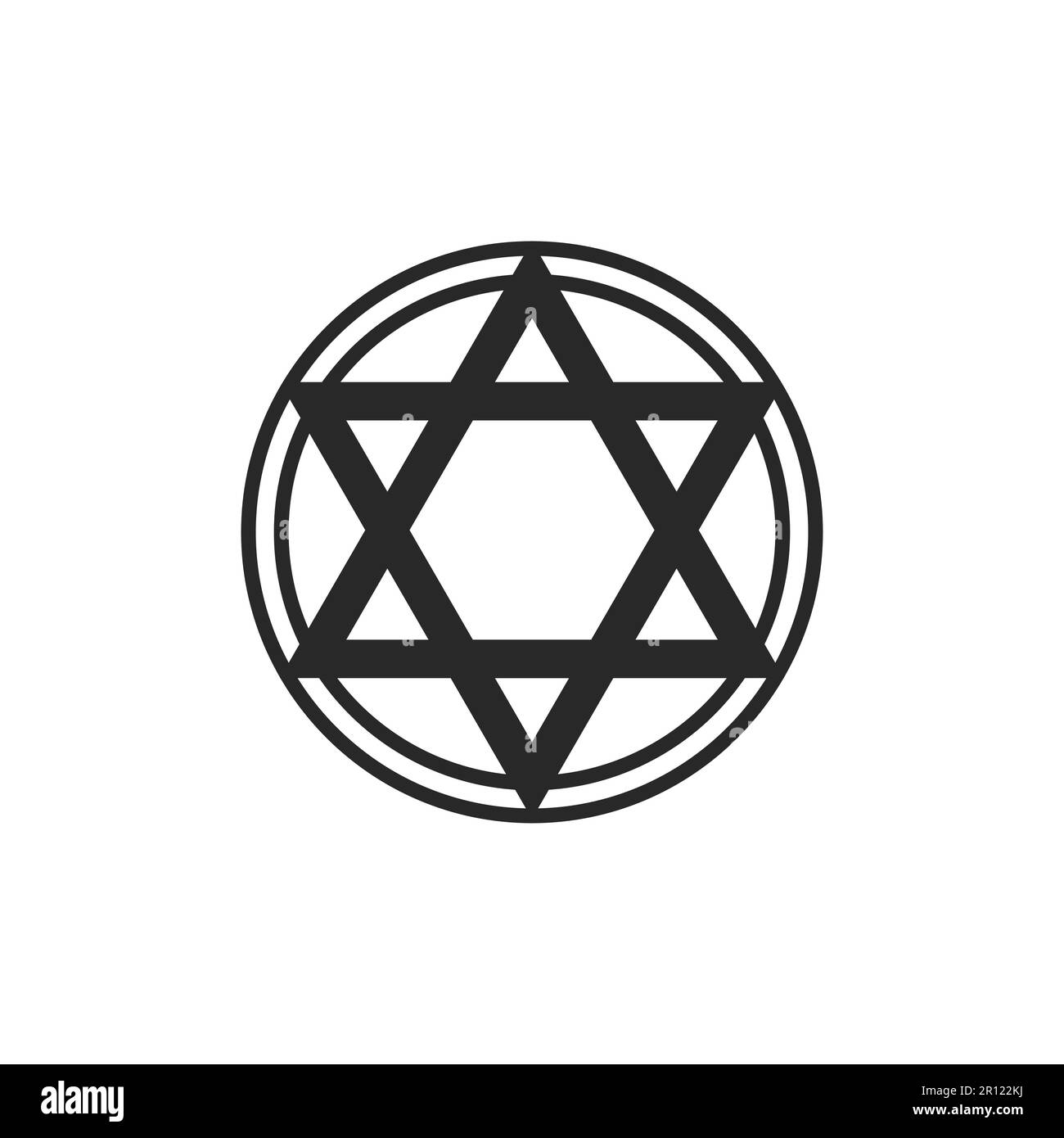 Pentagram in a circle line art element isolated. Vector element ...
