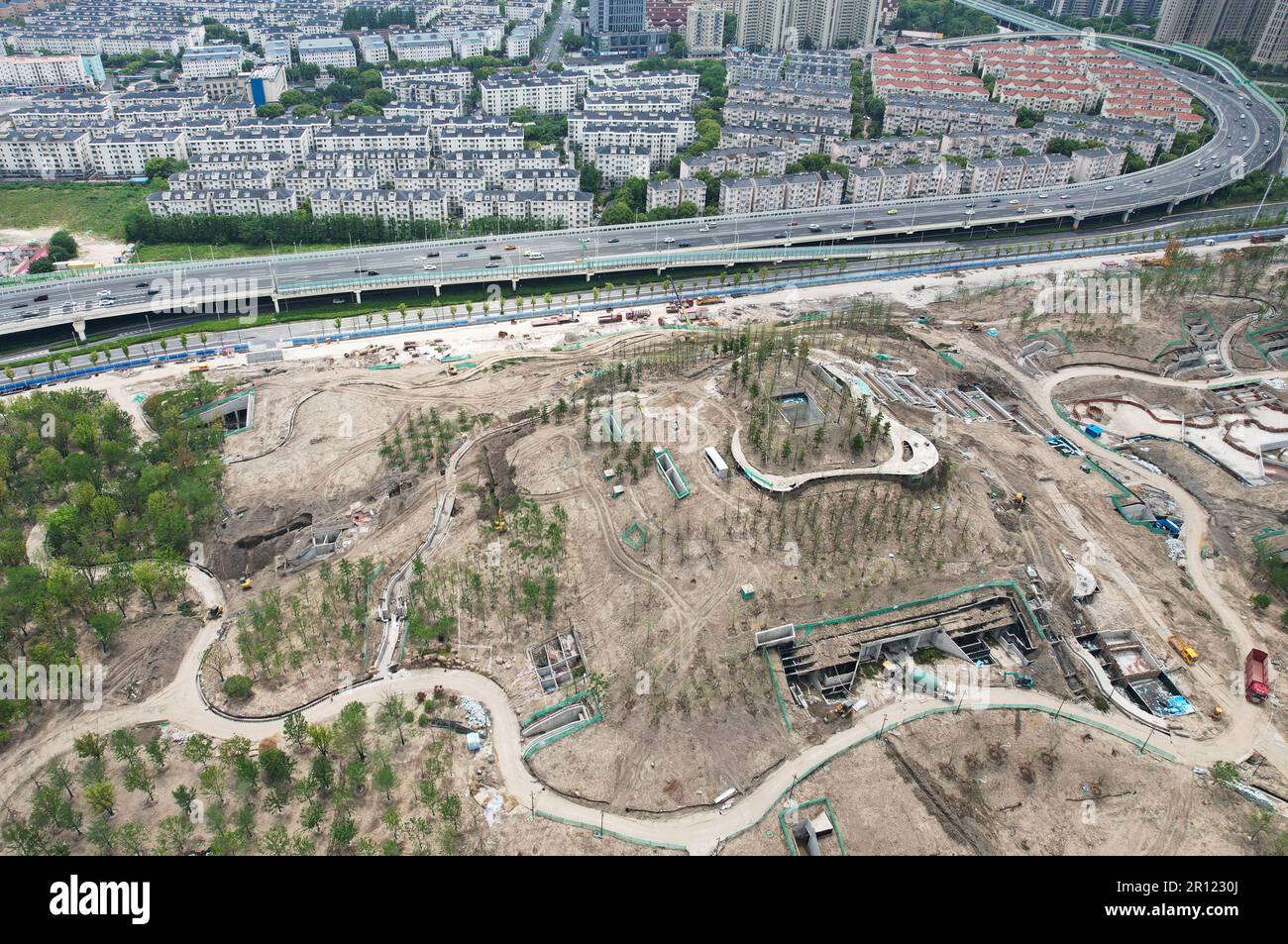 SHANGHAI, CHINA - MAY 10, 2023 - An aerial view shows the "Twin ...