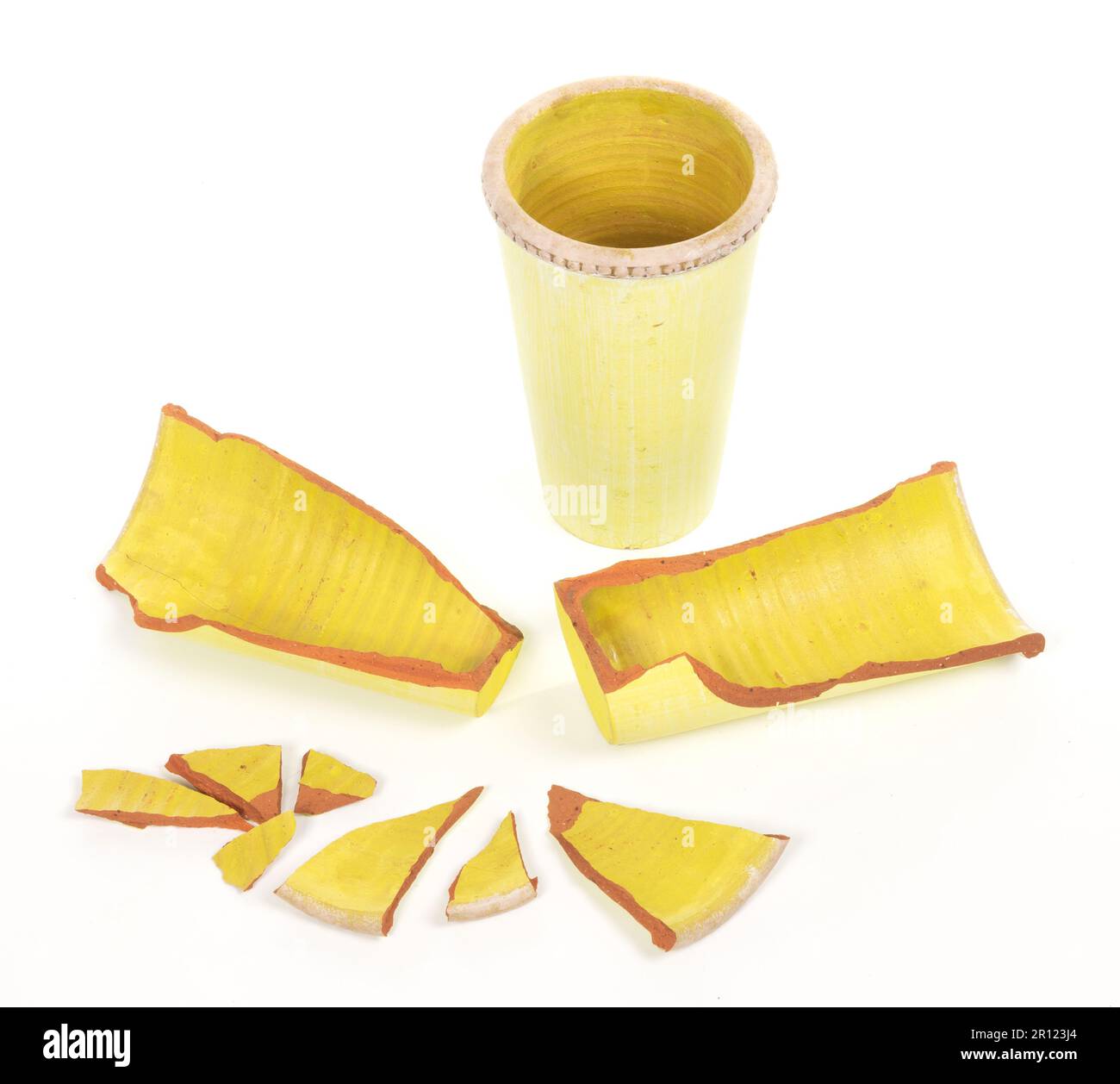 Broken and intact green vase, isolated on white background Stock Photo ...