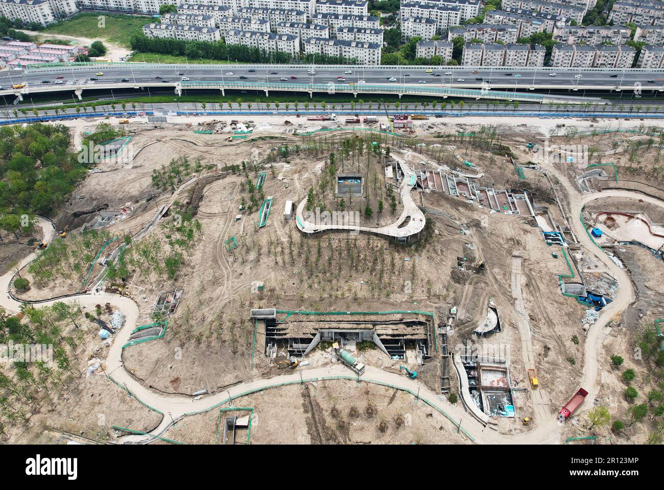 SHANGHAI, CHINA - MAY 10, 2023 - An aerial view shows the "Twin ...