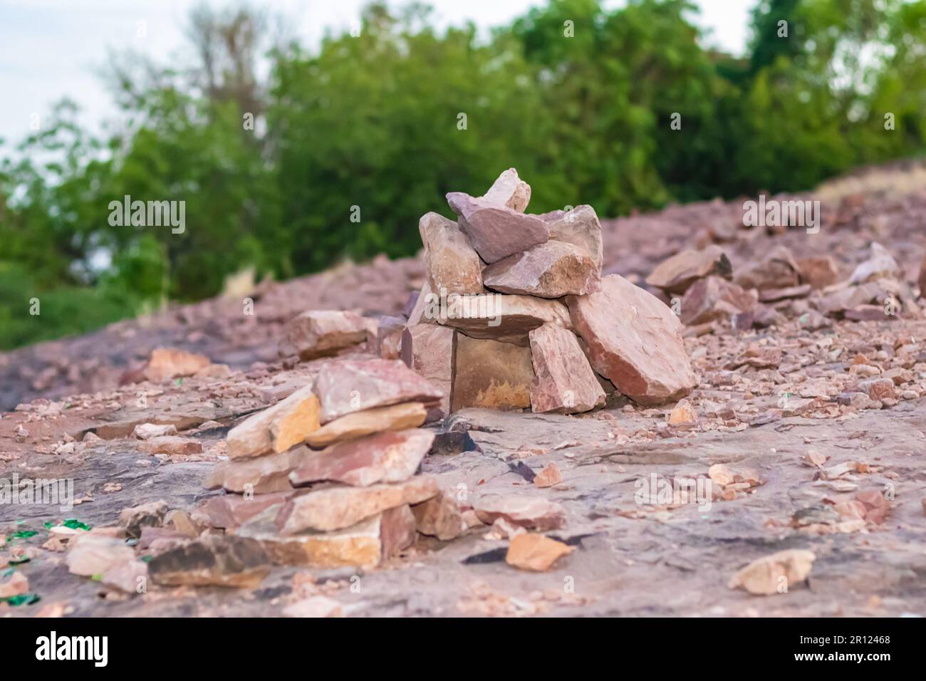 holy stone pyramid made by people for god blessings at day Stock Photo ...