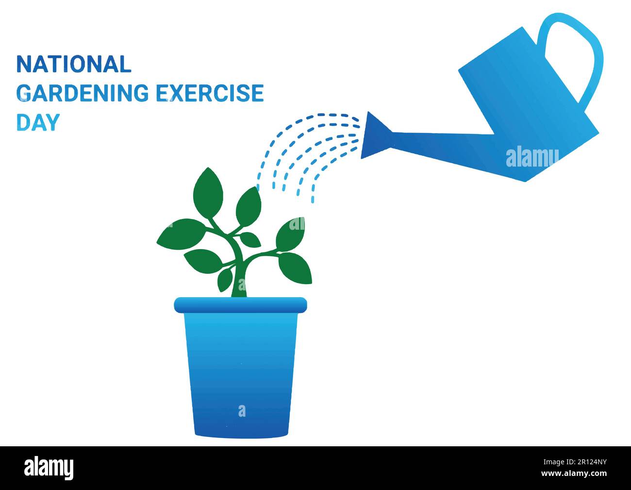 National Gardening Exercise Day. Watering can watering a plant. Vector ...