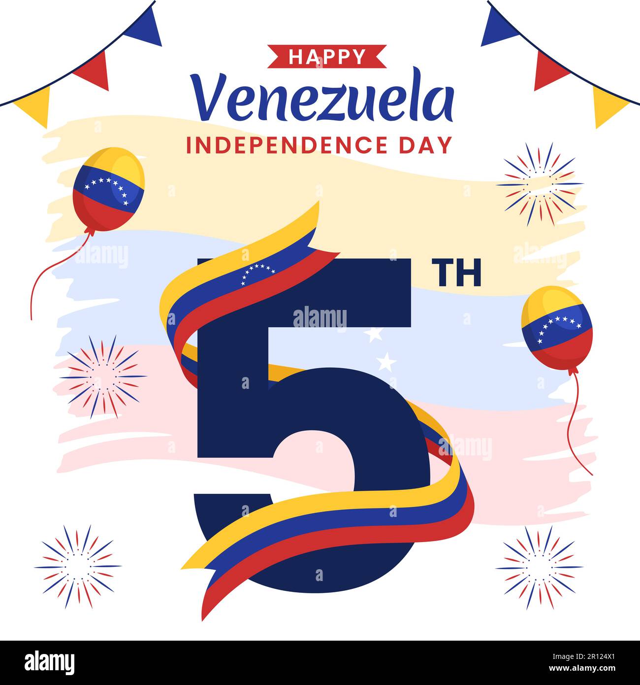 Happy Venezuela Independence Day Social Media Background Illustration ...
