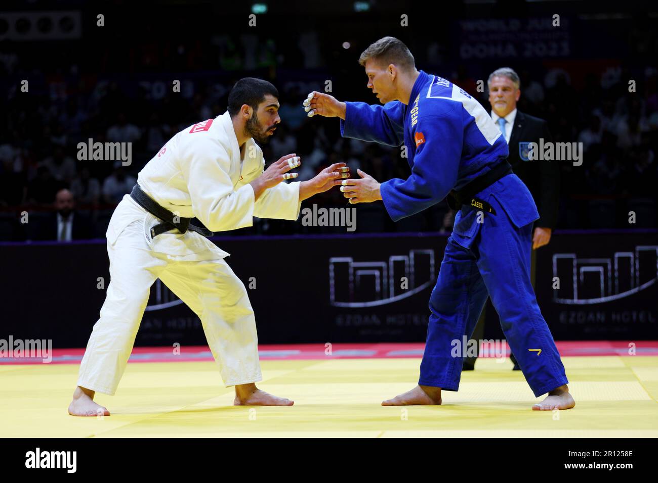 Doha, Qatar. 10/05/2023, (L-R) Tato Grigalashvili (GEO), Matthias Casse (BEL), MAY 10, 2023 ...
