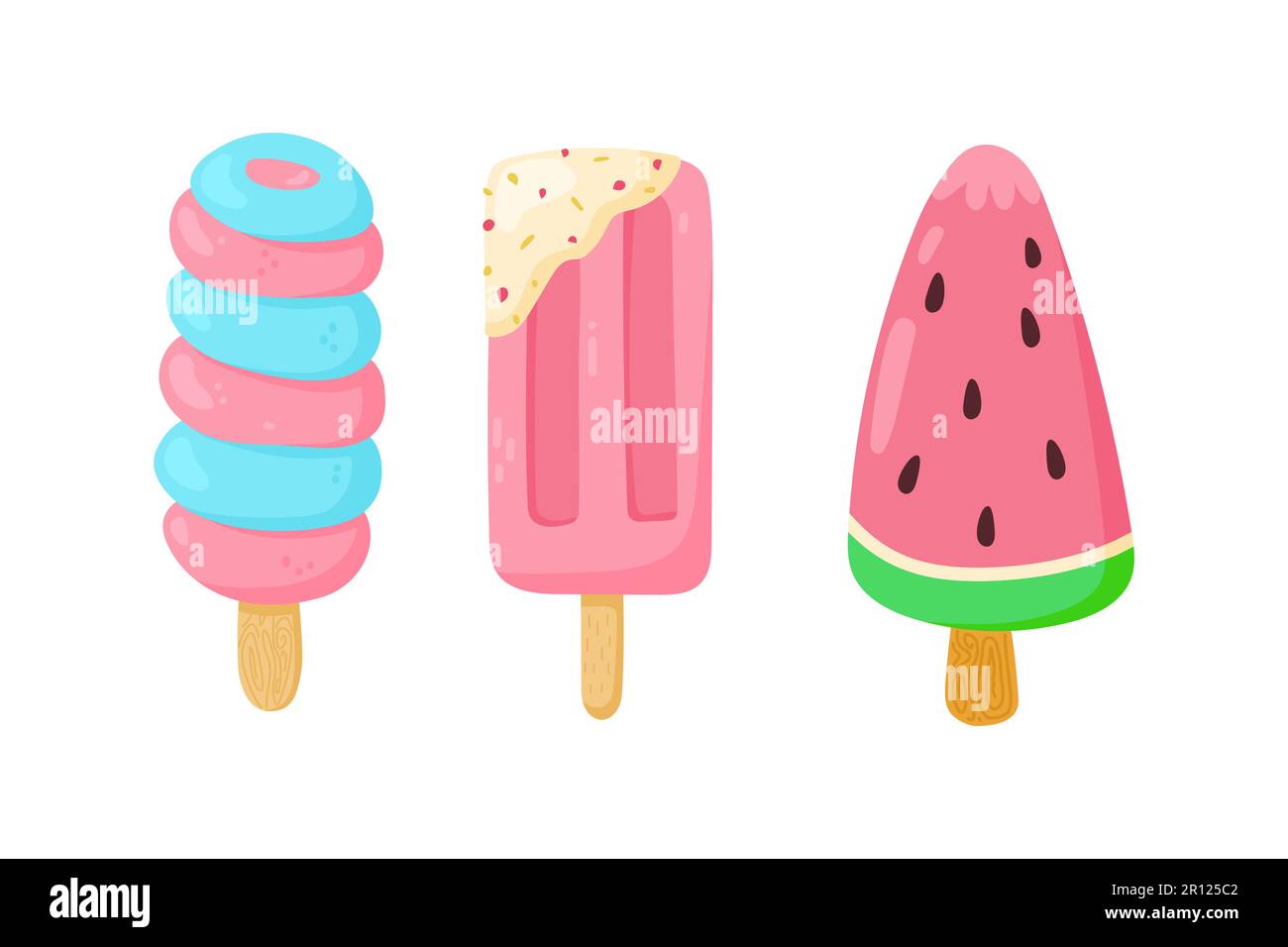 Ice-creams, ice-pop desserts. Vector cartoon illustration. EPS10 ...
