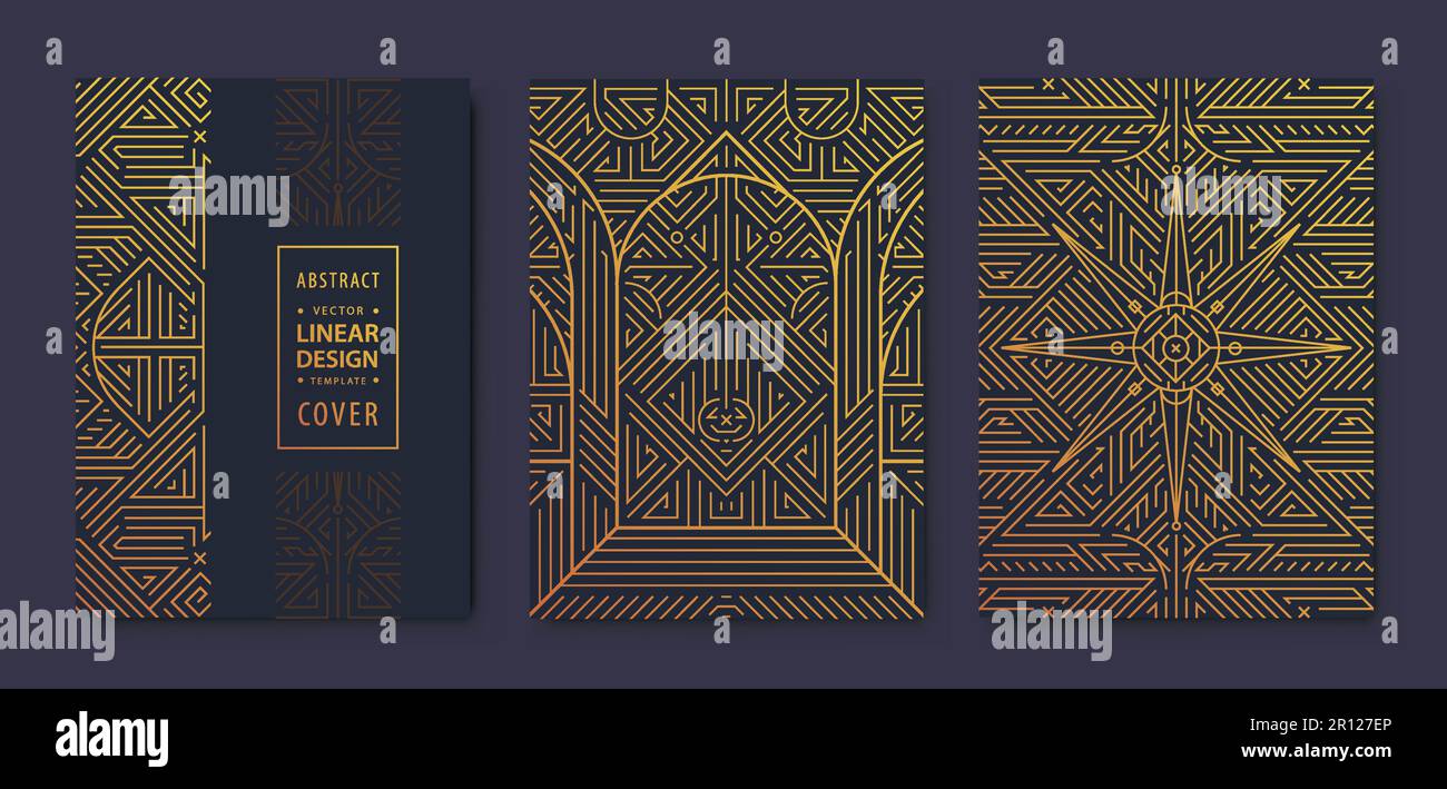 Set of vector Art deco, gatsby golden covers. Creative design templates ...