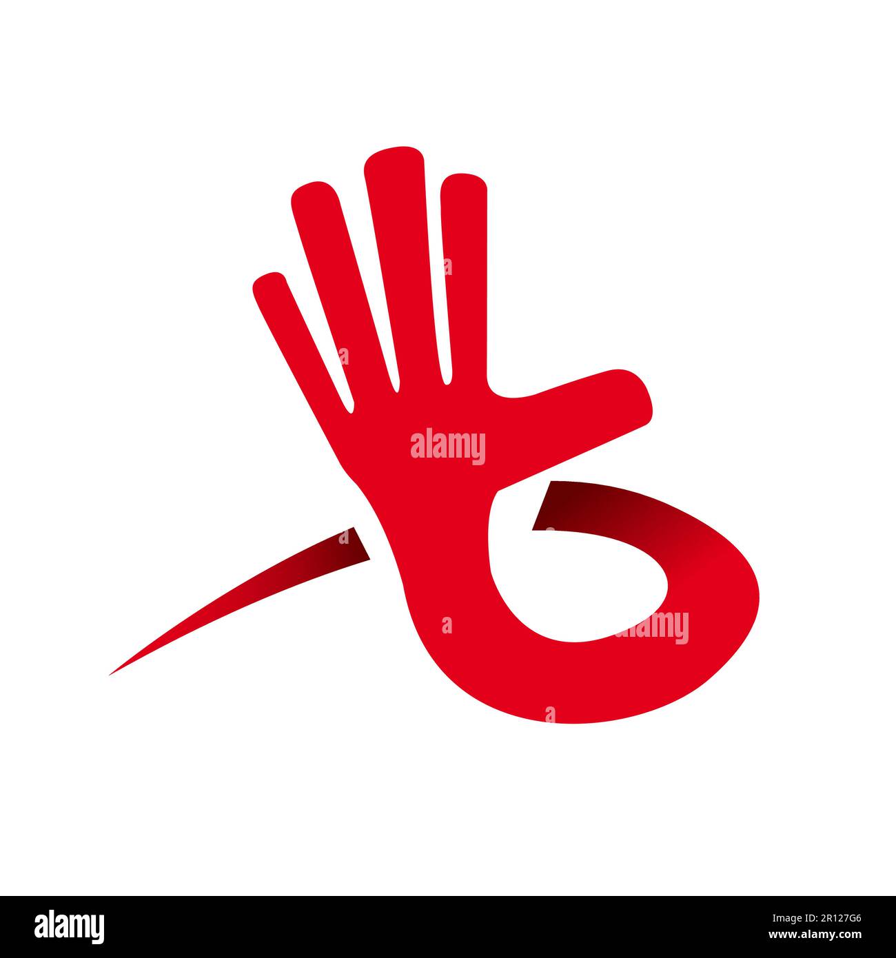 Stop signal, red hand palm. Assistance, aid and help concept. Vector ...