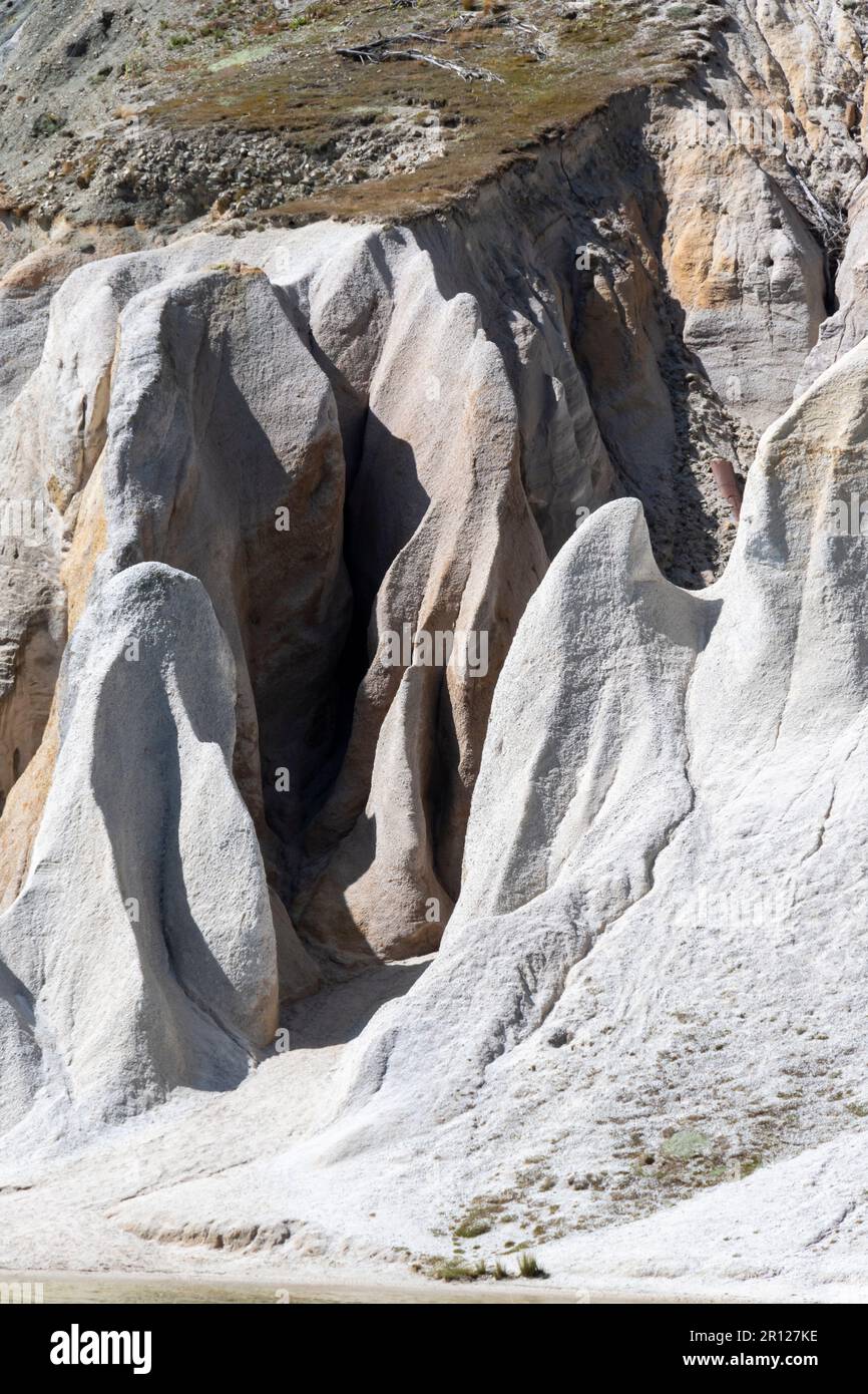 Rock formations beside the Blue Lake, St Bathans, Central Otago, South ...