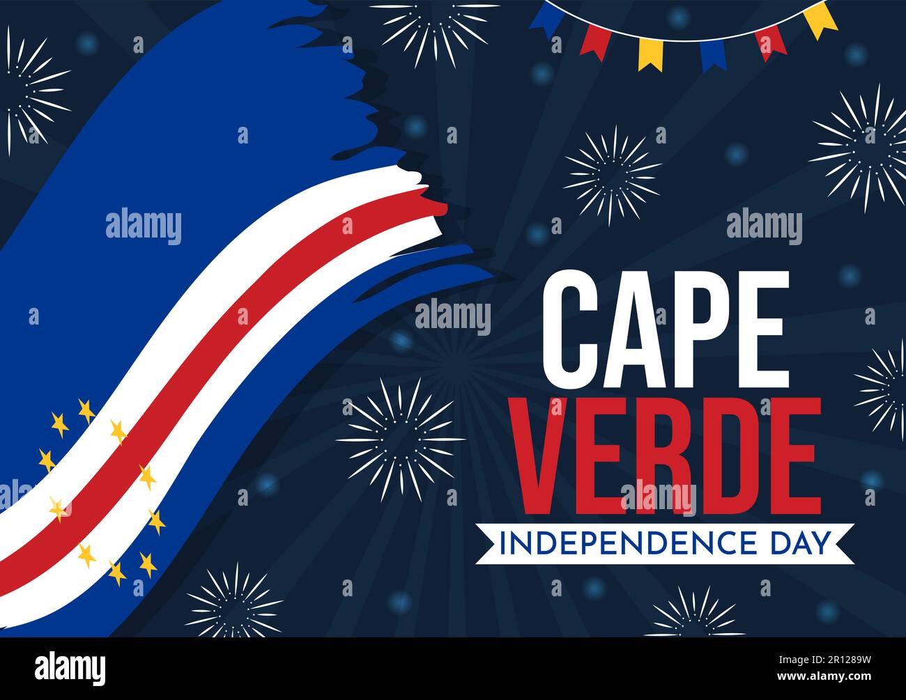 Happy Cape Verde Independence Day Vector Illustration with Waving Flag ...