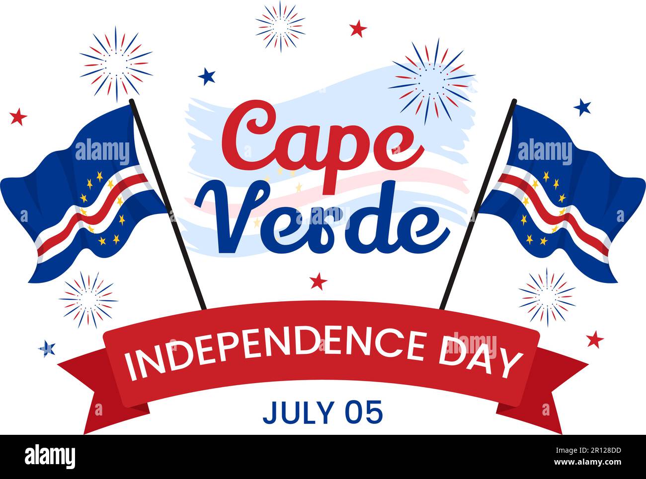 Happy Cape Verde Independence Day Vector Illustration with Waving Flag ...