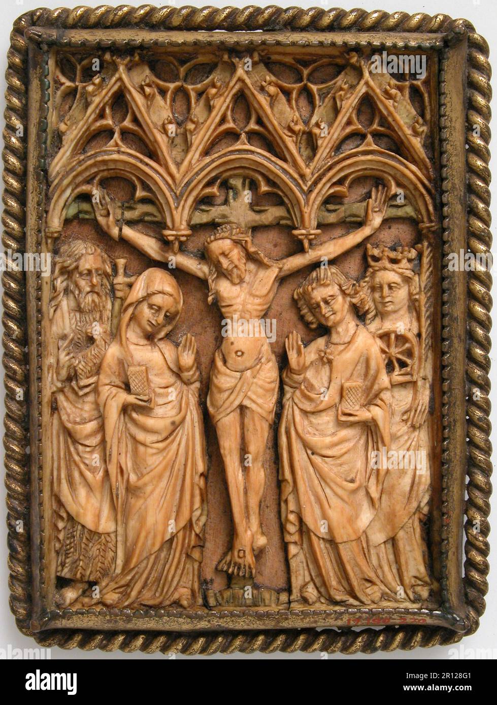 The crucifixion, execution, of Jesus of Nazareth, Christ, Good Friday, Golgotha, ivory plaque ...