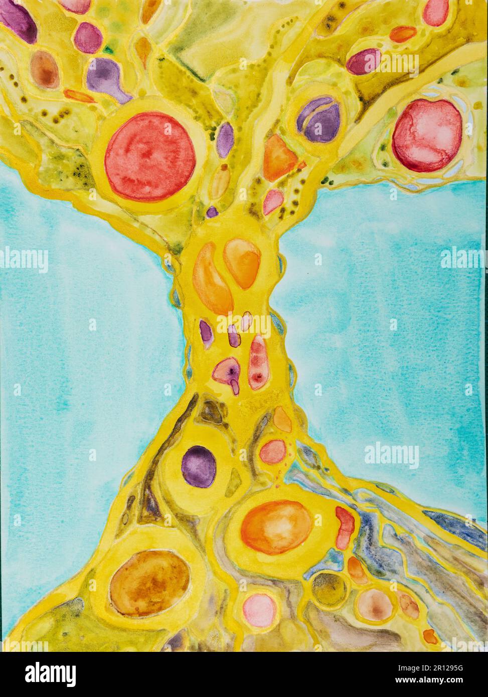 Cosmic tree of life full of desires. The dabbing technique near the ...