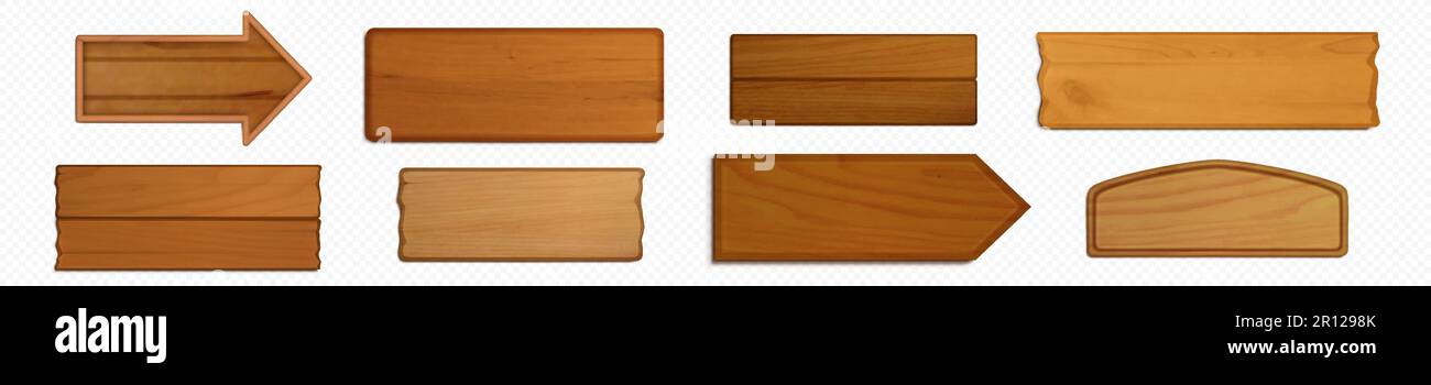 Realistic set of wooden arrow signs, signboards, direction indicators ...