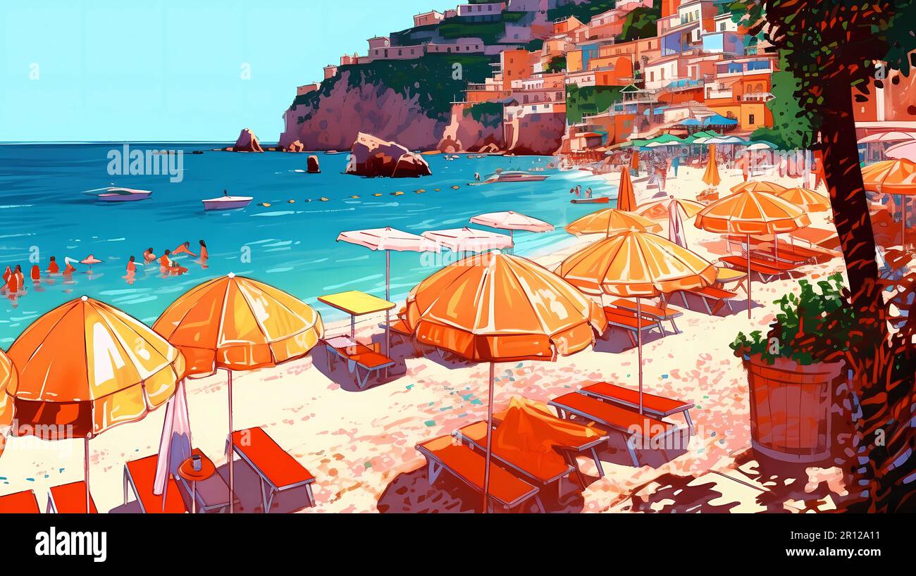 Painting the positano landscape hi-res stock photography and images - Alamy