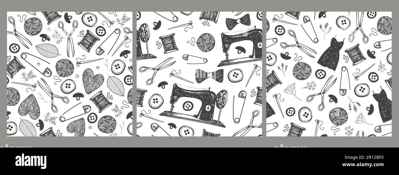 Vector set of seamless sale patterns. Hand drawn discount lettering ...