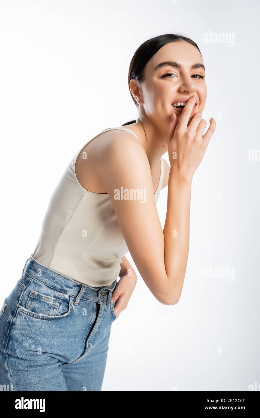 Shy woman hi-res stock photography and images - Alamy