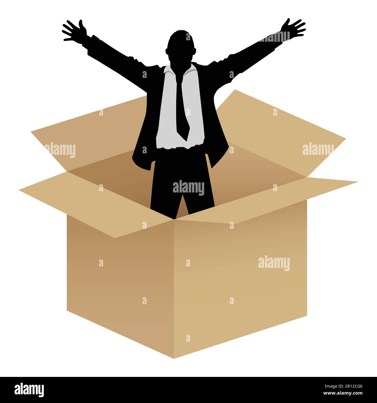 Silhouette of a businessman comes out of box Stock Vector Image & Art ...