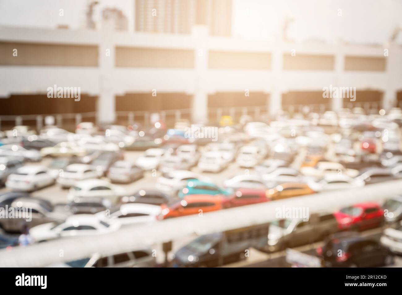 Vintage blur of car at public car parking background Stock Photo - Alamy