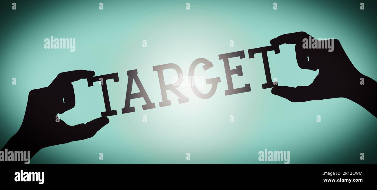 Target - human hands holding black silhouette word, gradient background ...