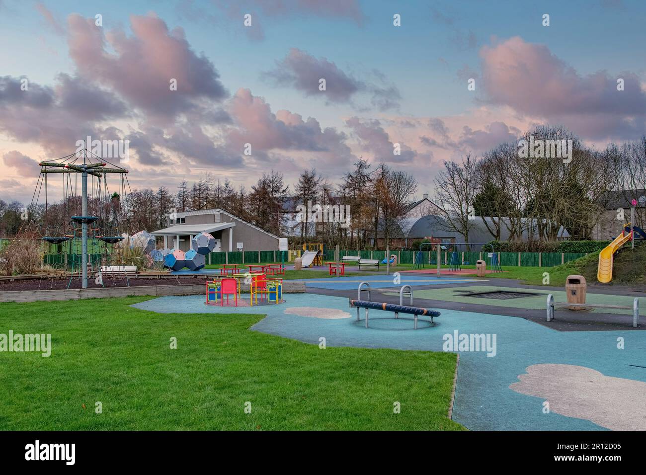 A modern Children's Play ground or park fitted with new safe play ...