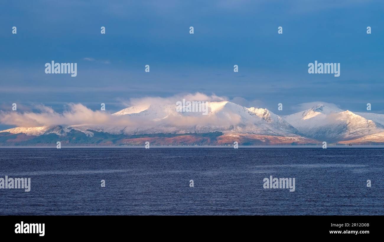 The Arran Mountains in Scotlands West Coast with a Good dusting of snow ...
