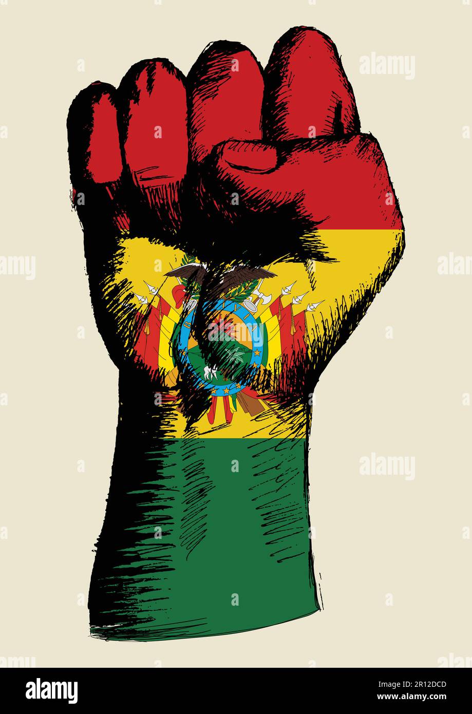 Sketch illustration of a fist with Bolivia insignia Stock Vector Image ...