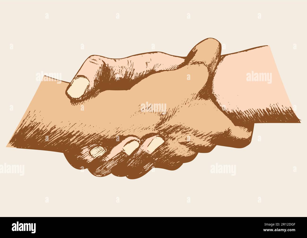 Sketch illustration of two hands holding each other strongly Stock ...