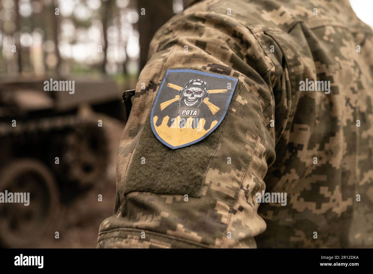 USA. 10th May, 2023. Insignia on patch of 92nd tank brigade seen on ...