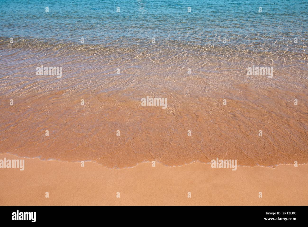 Calm sea beach background. Summer tropical beach with sand. Ocean water ...