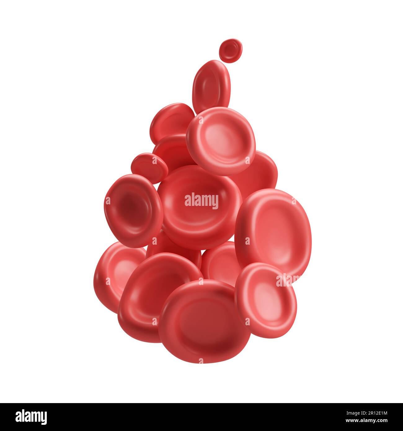 3d flow red blood cells iron platelets in form of drop. Realistic ...