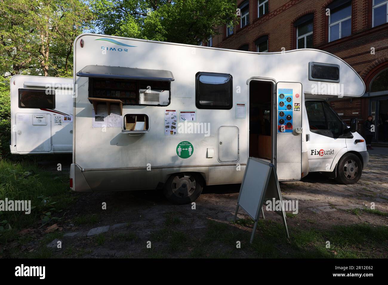 Berlin, Germany. 11th May, 2023. A drug counseling mobile from Fixpunkt ...