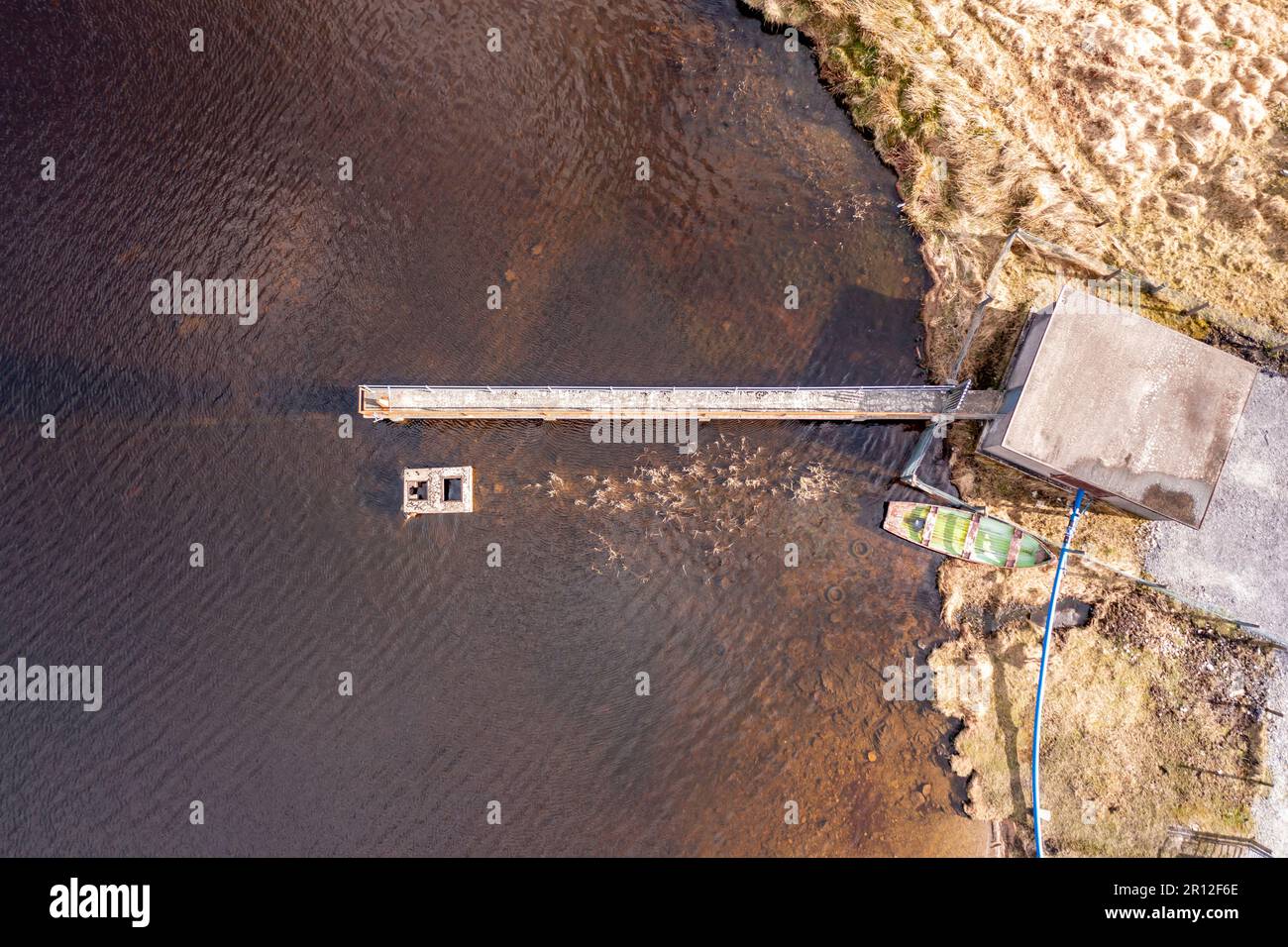 Aerial view of Lough Anna, the drinking water supply for Glenties and ...