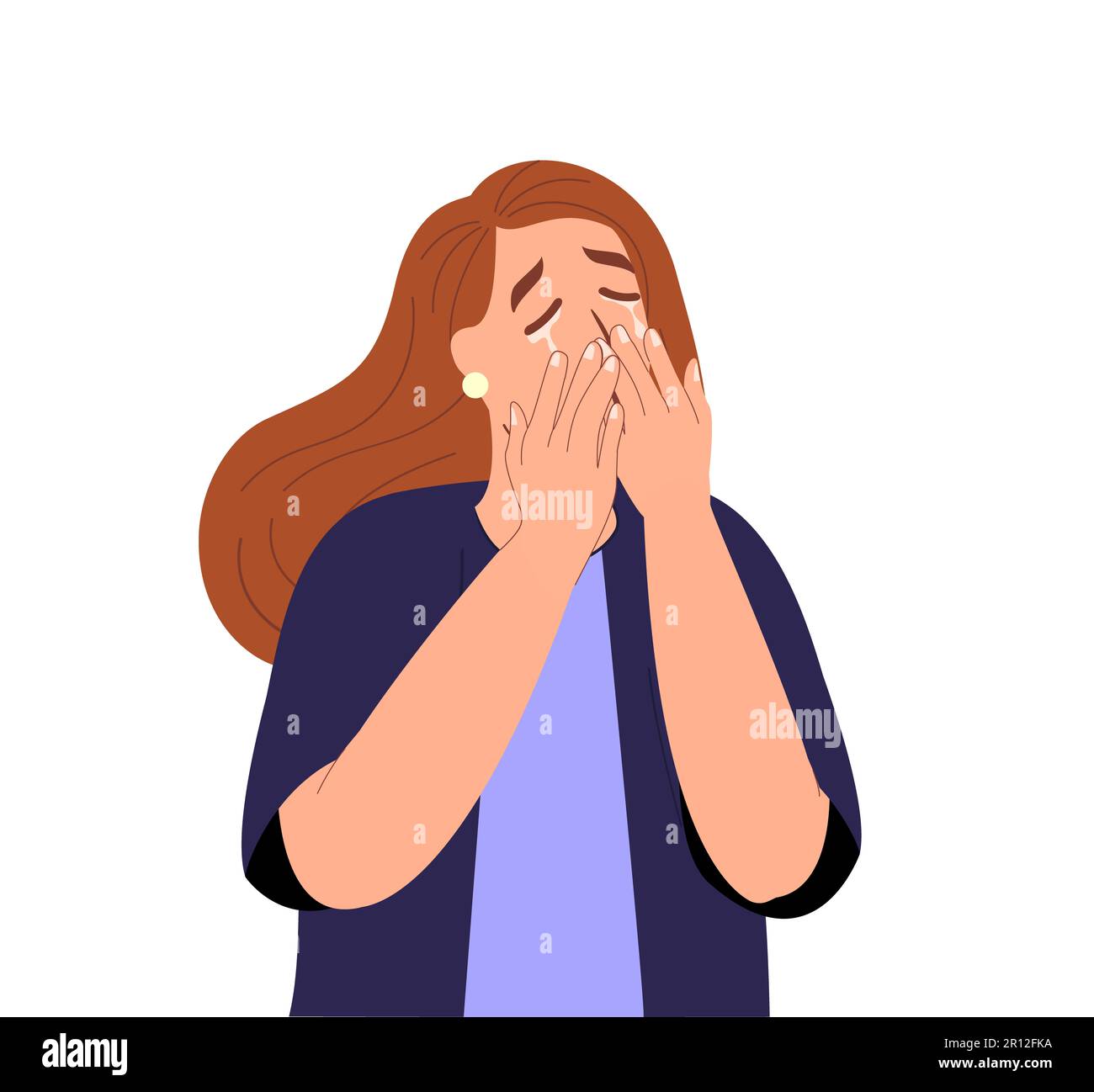 Sad suffering emotional woman with tears on face. Sensitive vulnerable ...