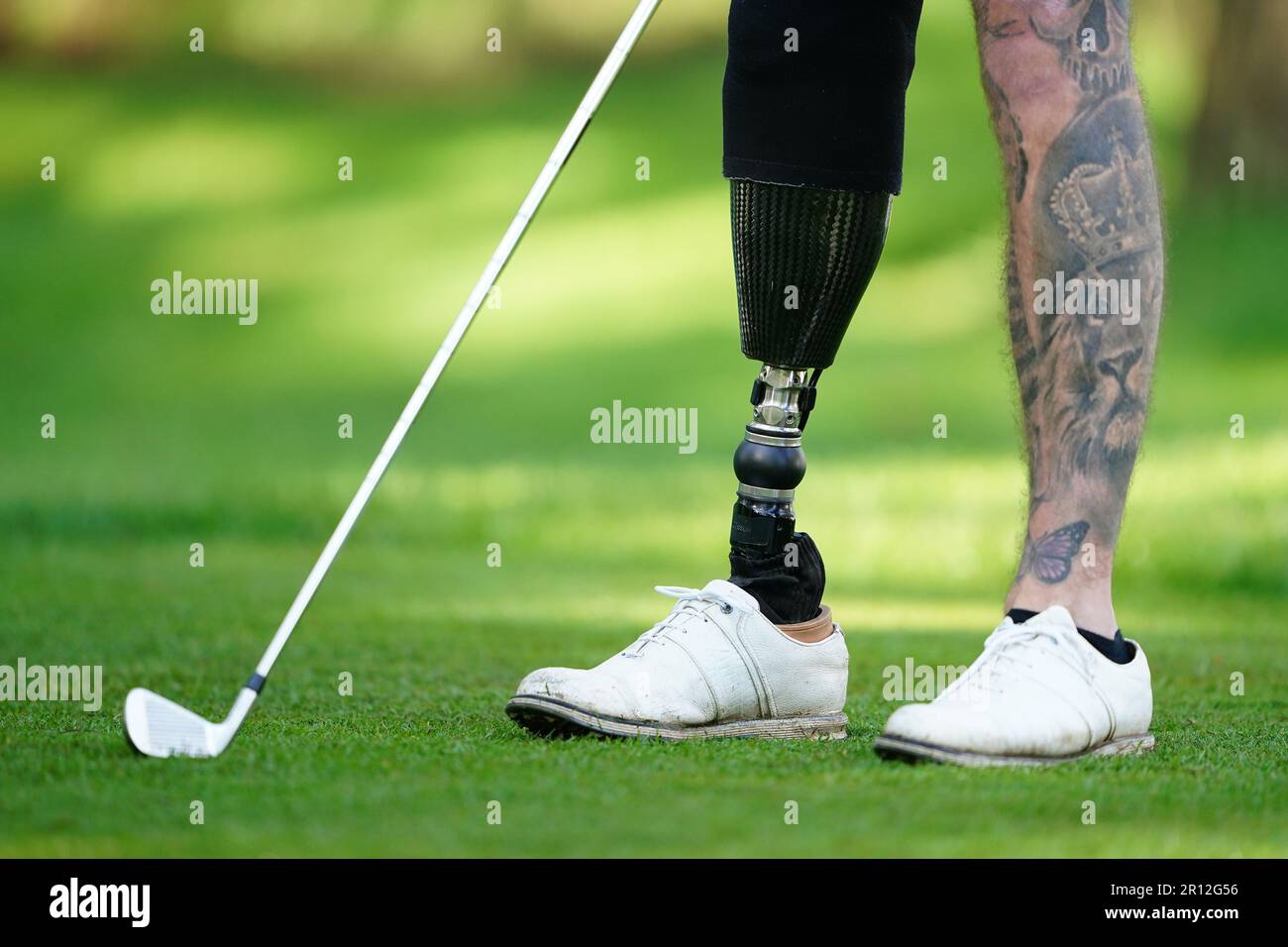 A view of James McParland's prosthetic leg and tattoo during day two of ...