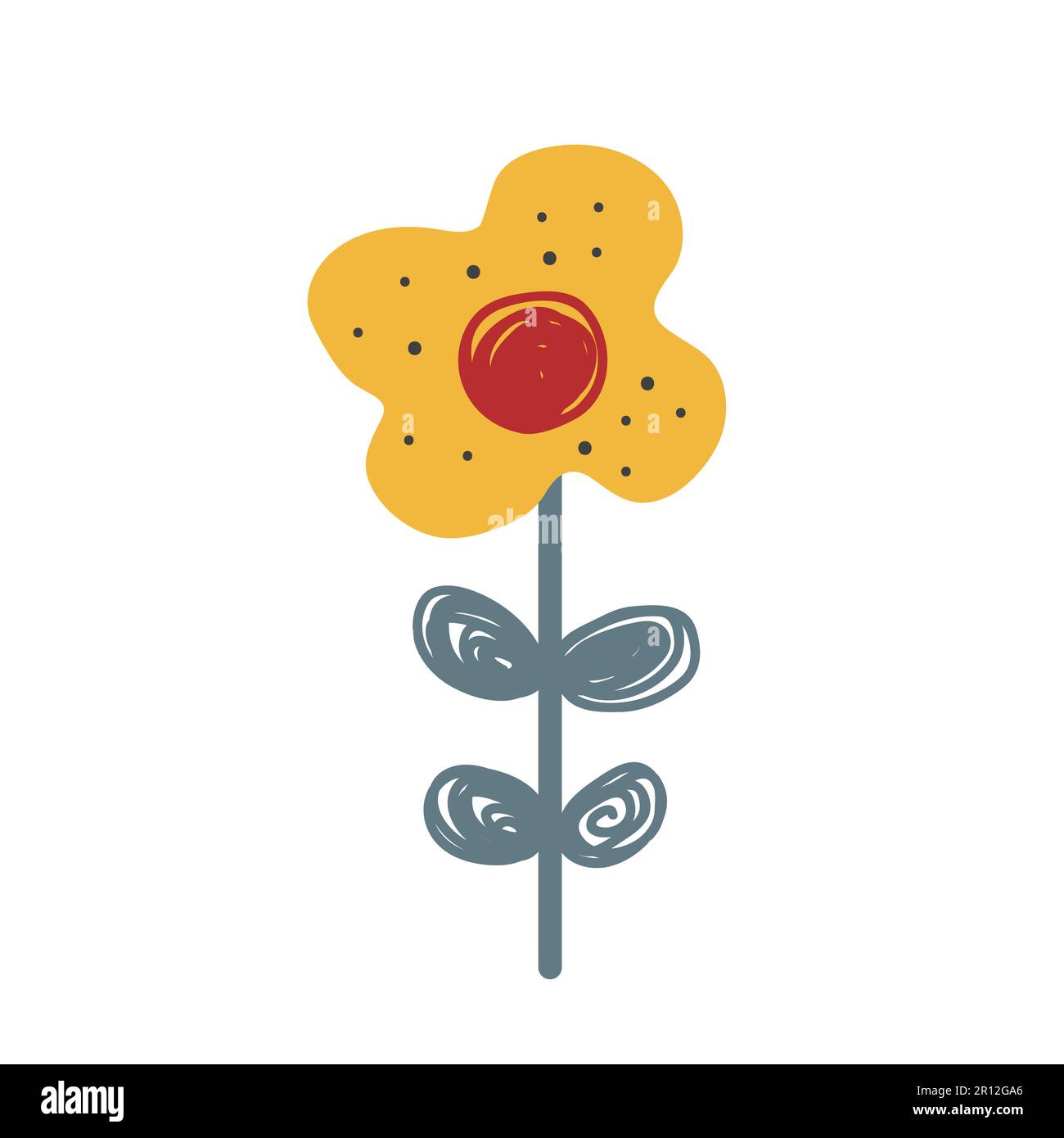 Cute flower in folk Scandinavian style, isolated vector illustration ...