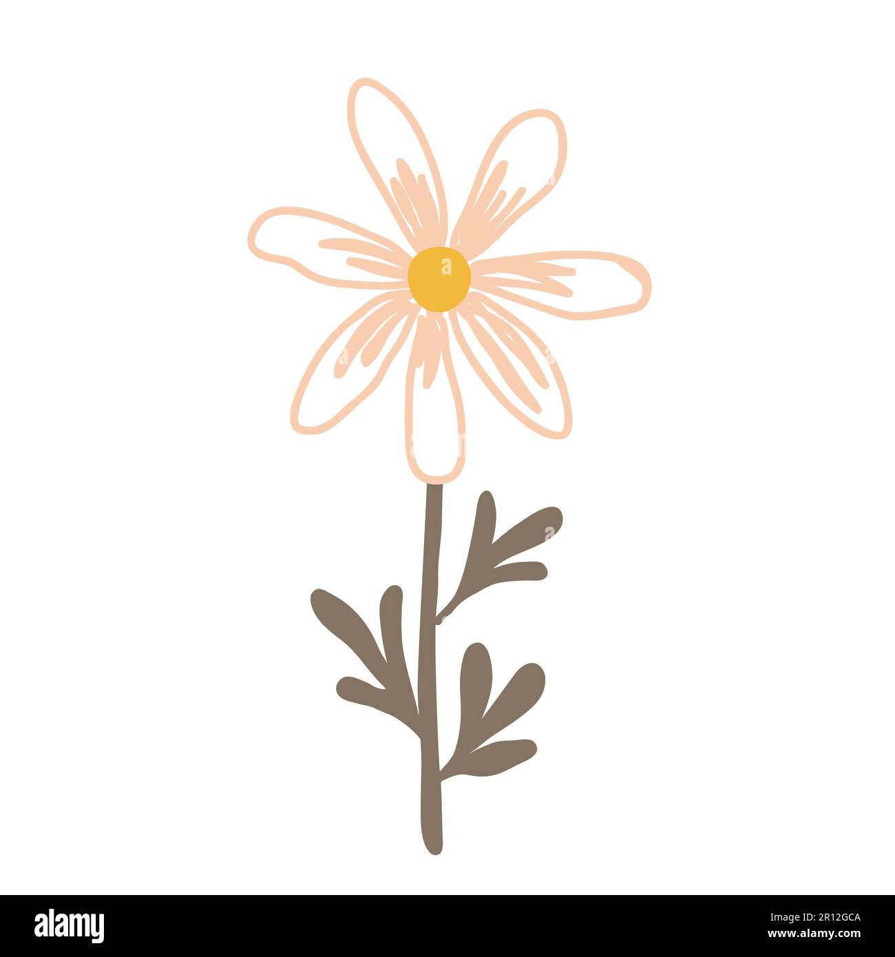 Cute daisy in folk Scandinavian style, isolated vector illustration ...