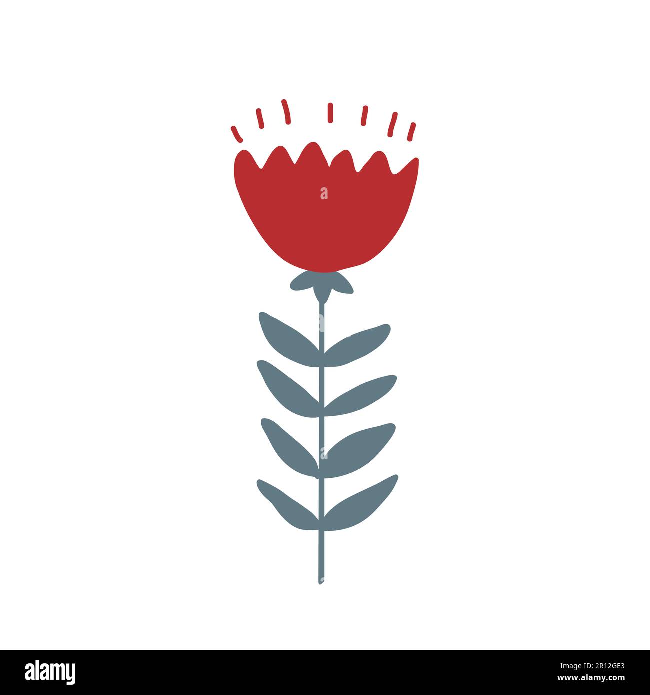 Cute tulip in folk Scandinavian style, isolated vector illustration ...