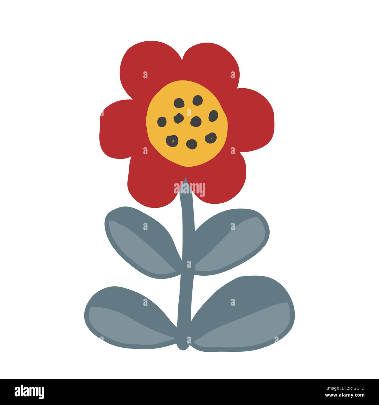 Cute flower in folk Scandinavian style, isolated vector illustration ...