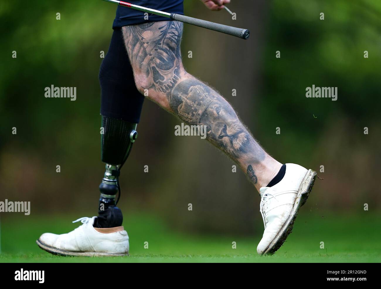 A view of James McParland's prosthetic leg and tattoo during day two of ...