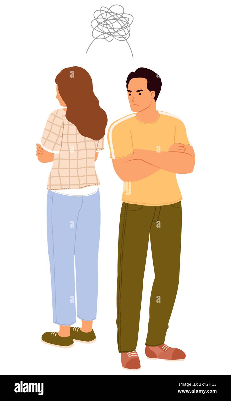 Family quarrel concept. Flat cartoon married couple having problem in ...
