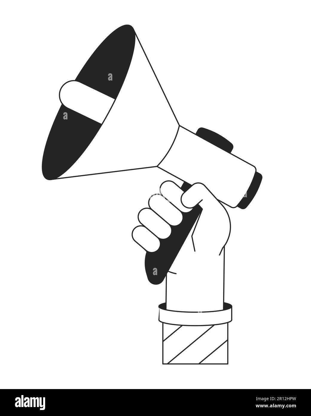 Holding megaphone bw concept vector spot illustration Stock Vector ...