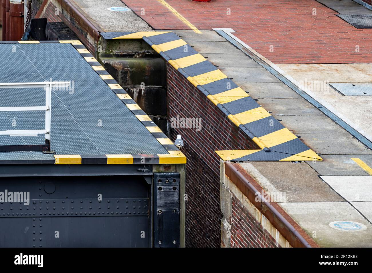The Lock gates closing after entering the Brunsbuttel lock on leaving ...