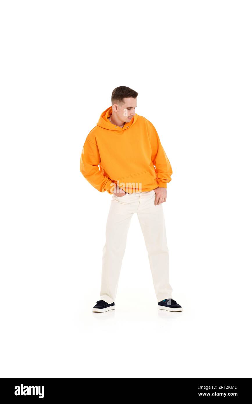 young handsome man on white background. Full length Stock Photo - Alamy