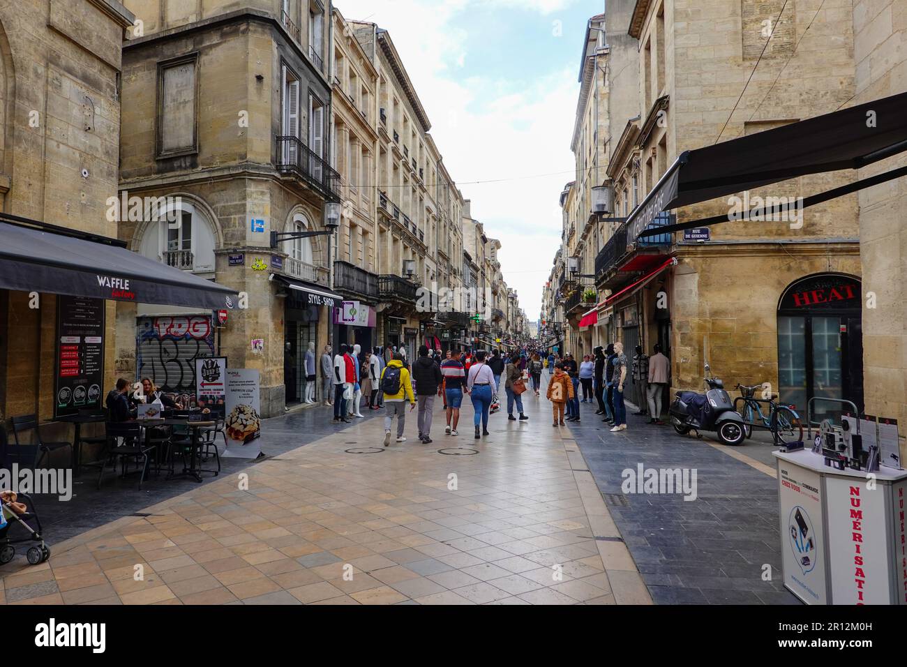 People walking, shopping, on Sainte Catherine Street, a pedestrianized ...