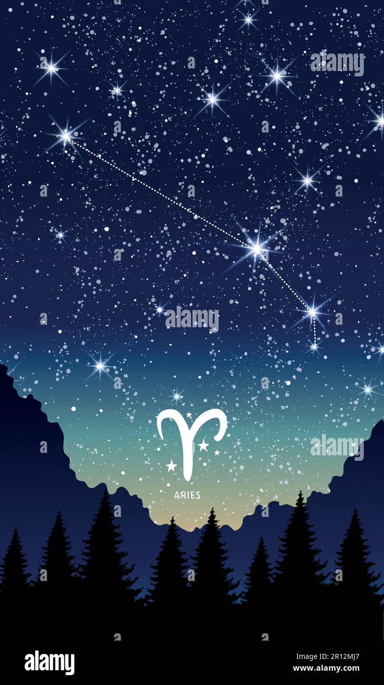 Aries Zodiac Sign Constellation In The Night Sky Card For Stories