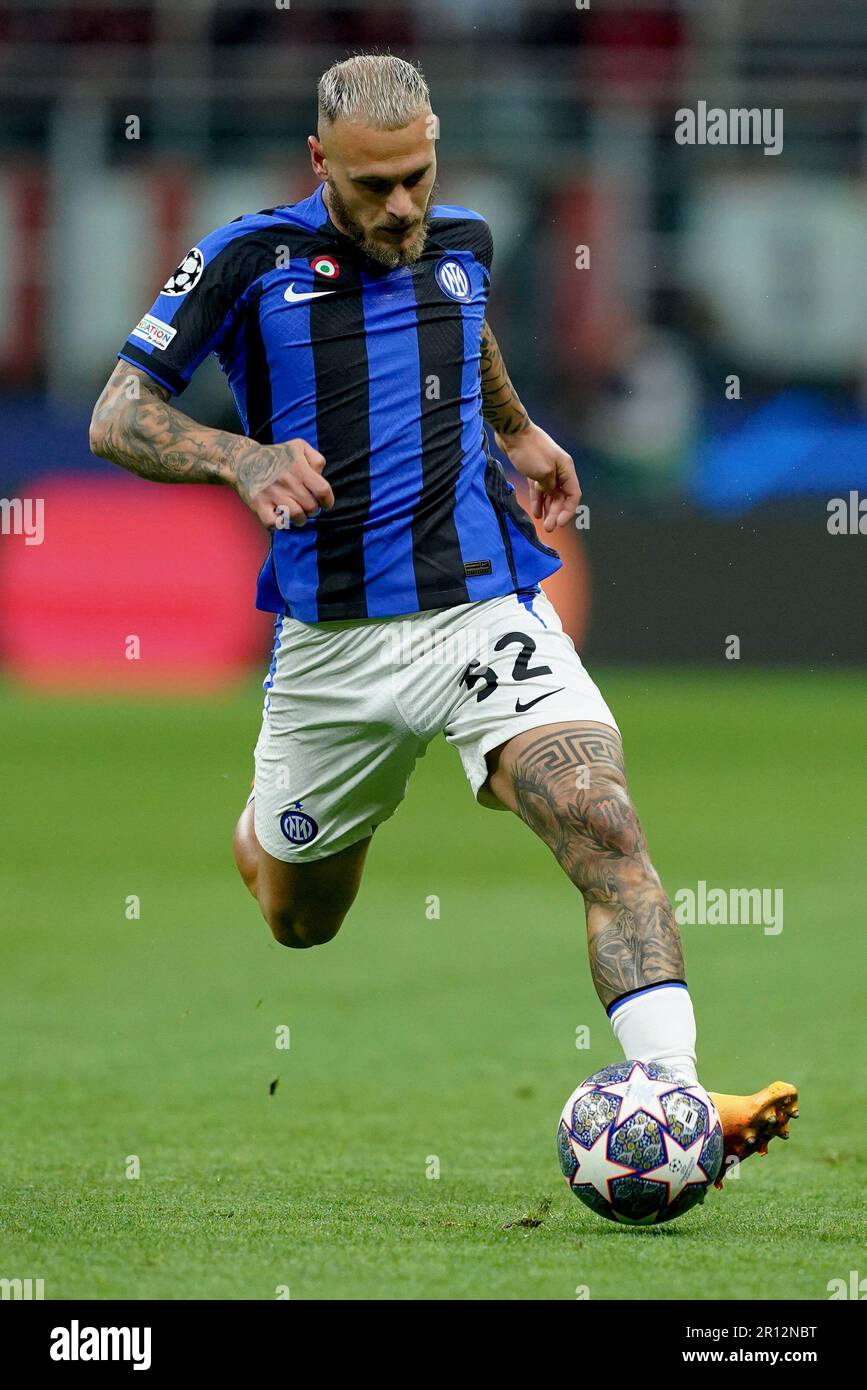 Milan, Italy. 10th May, 2023. Federico Dimarco of FC Internazionale during the UEFA Champions ...