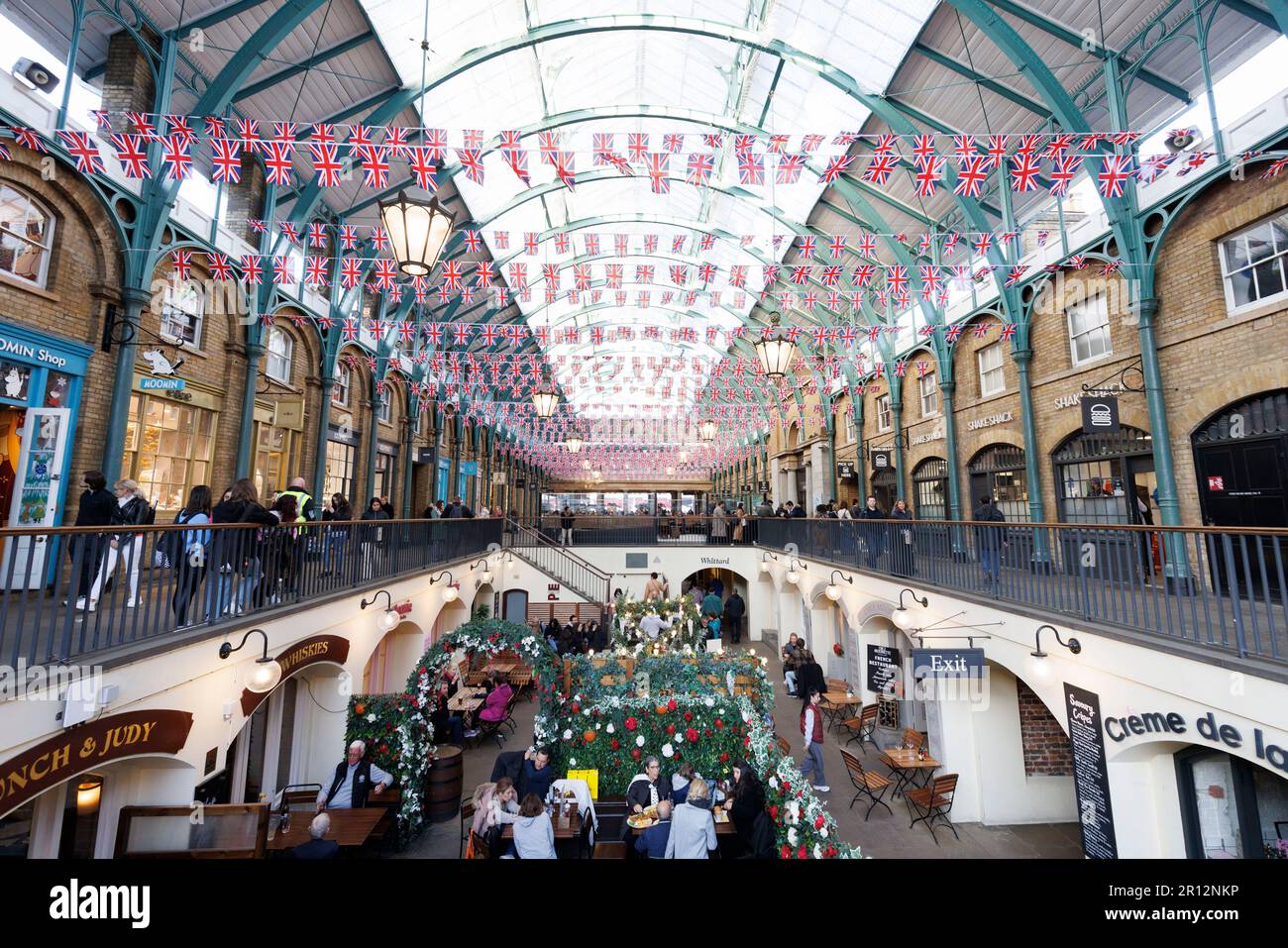 Union flags are seen hung up over Covent Garden ahead of King Charle’s ...