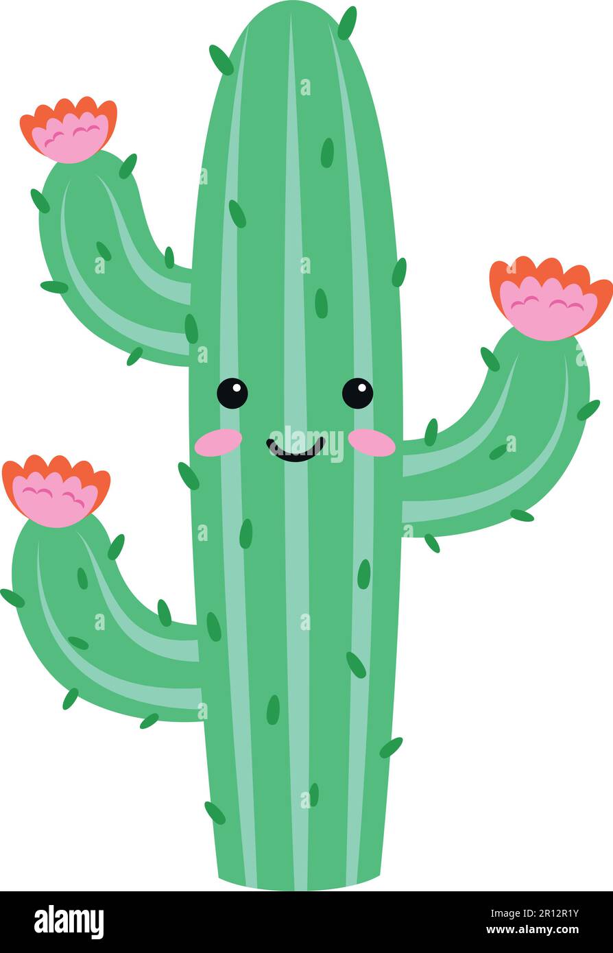 Vector illustration of a funny cactus character in cartoon style ...