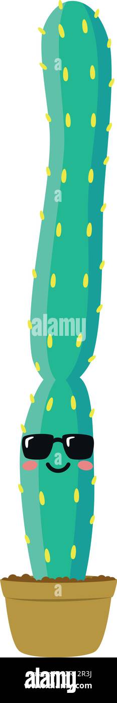Vector illustration of a funny cactus character in cartoon style ...