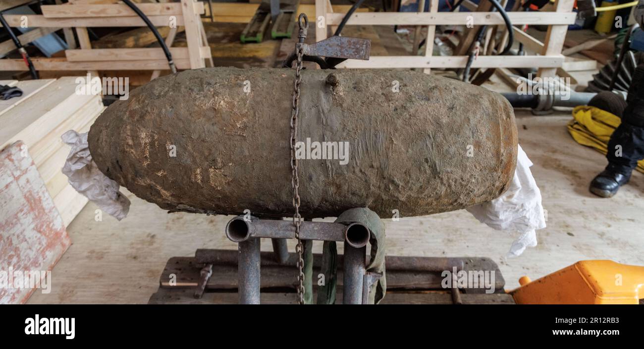 Schwentinental, Germany. 11th May, 2023. A 250-kilogram British aerial ...